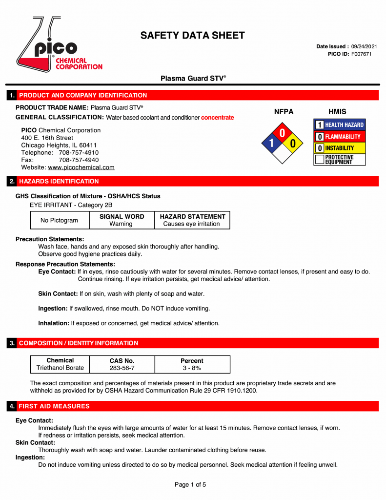 SDS - Plasma Guard STV® - STVCNC® Plasma Tables